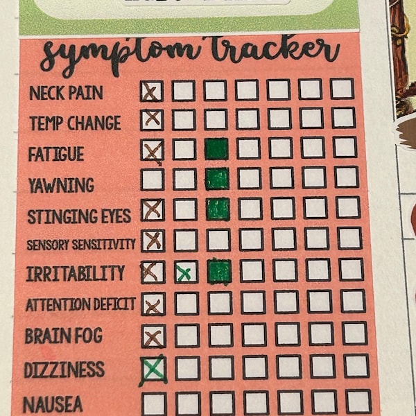 Symptom Tracker - Customizable - Planner Stickers - Many Color Options ...