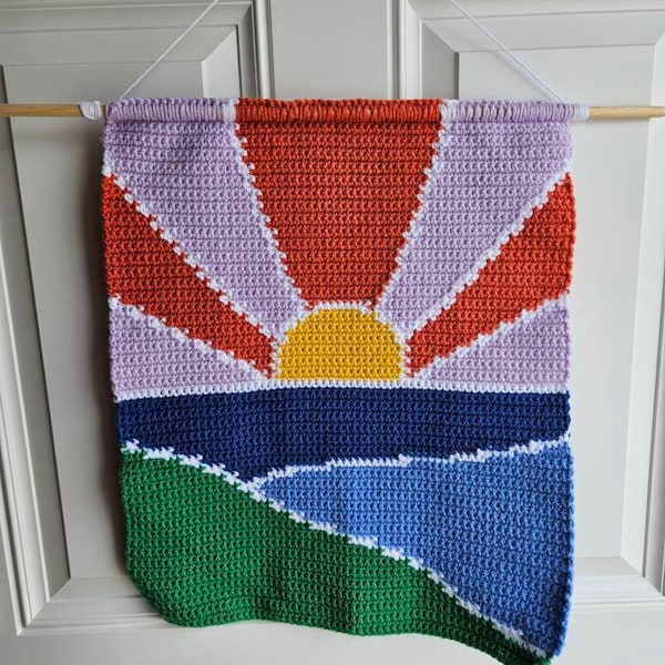 Crochet Pattern | the Sunset Peak Wall Hanging | Wall Hanging Crochet ...