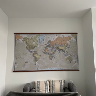 Classic World Map Large Poster Wooden Wall Hanging, Most Detailed up to ...