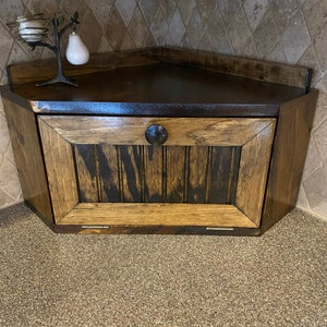 Solid Wood Corner Breadbox With Magnetic Door - Etsy