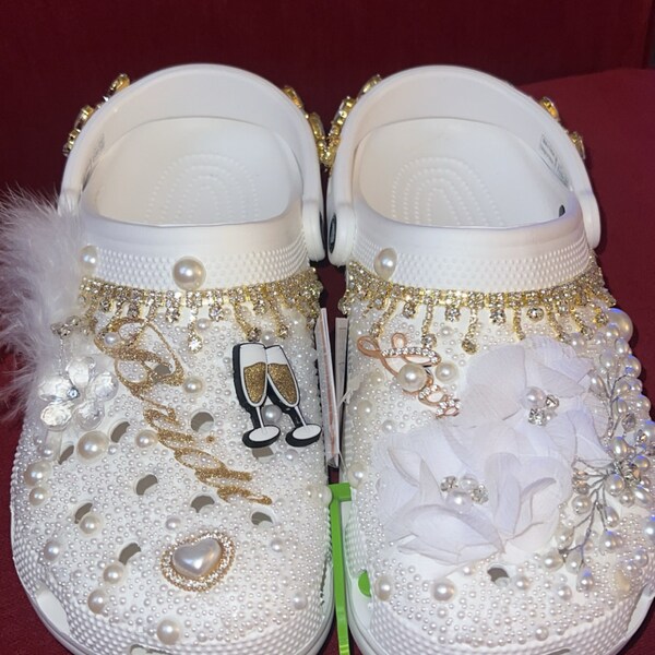 Custom Bling Wedding Crocs, Bride Crocs, Custom Wedding Gift, Bridal ...