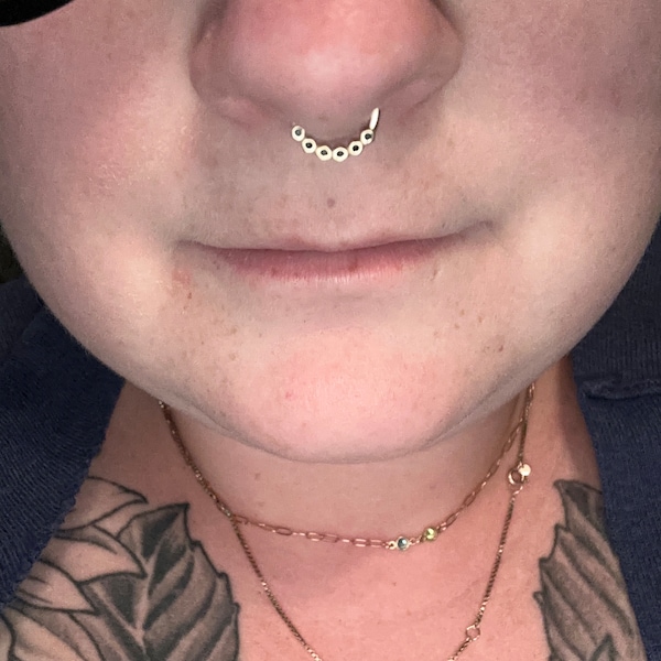 14k Solid Gold Bezel Set Black Stone Septum Hoop Good Lobe Clicker ...