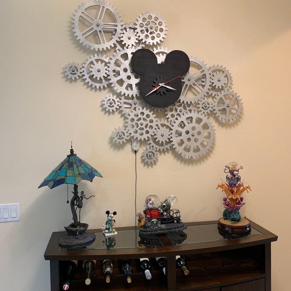 32" Rotating Gears Wall Clock. Industrial Wall Clock. Large Steampunk ...