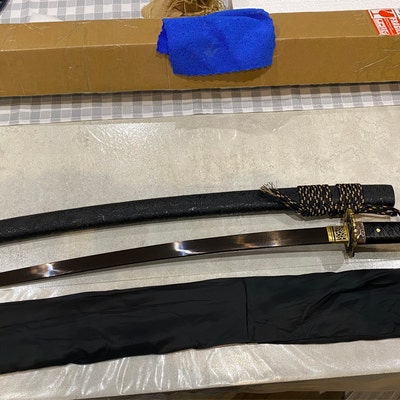 Handmade Chokuto Ninjato Straight Sword Folded Damascus Steel Blade ...