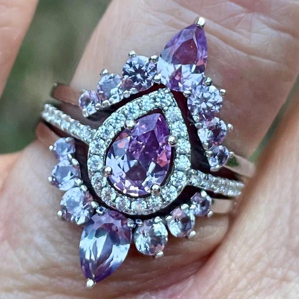 Infinity Twist Engagement Ring Set- Rose Gold Engagement Ring- Halo ...