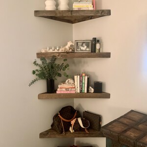Reclaimed / New Country Rustic Floating Corner Shelf / | Etsy
