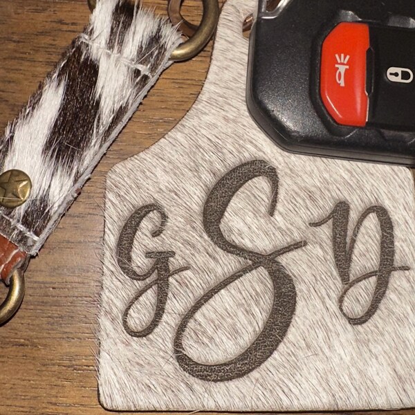 Personalized Cowhide Backpack Tag: Western Keychain Charm - Etsy