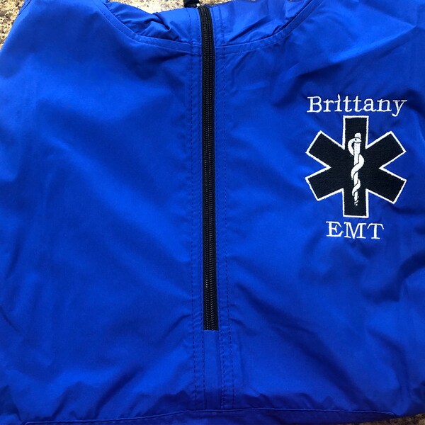 Custom EMT EMS Paramedic Rain Jacket: Charles River Pack-n-go Pullover ...