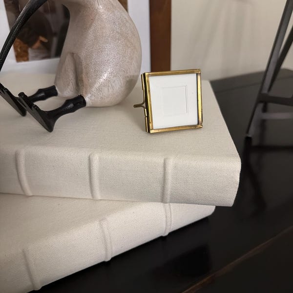 Handmade Square Mini Brass Frame With Floating Glass With White Picture ...