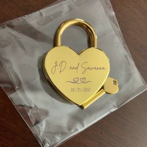Engraved Heart Love Lock With Key - Travel Bridge Love Locks, Custom ...