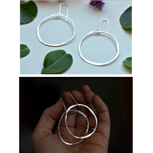 Boho Silver Hoops, Everyday Earrings, Dangle Earrings, Silver Earrings ...