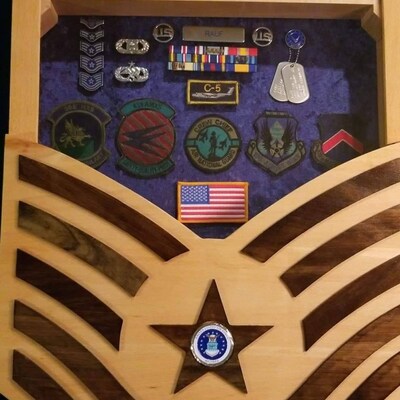 Heritage Air Force Retirement Shadow Box, Wall Hanging, Wood, Office ...