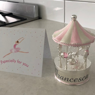 Personalised Silver Musical Carousel, Music Box, Musical Carousel ...