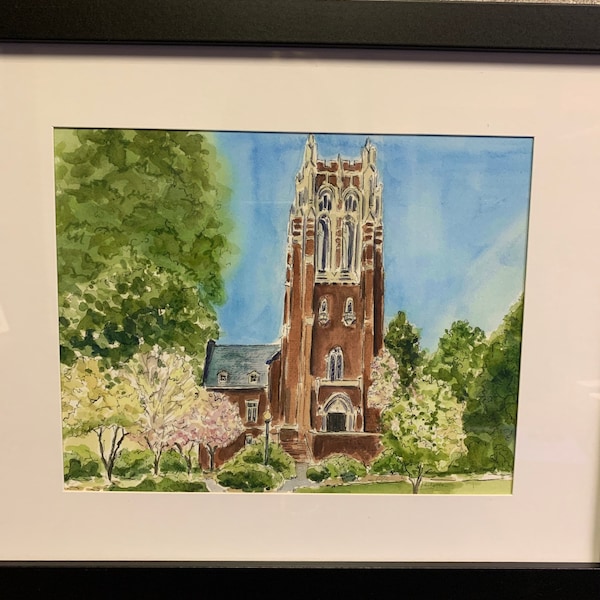 University of Richmond, Boatwright Memorial Library Watercolor Print - Etsy