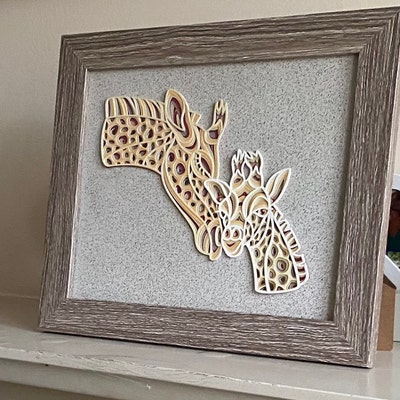 Giraffe Mom and Baby Mandala Svg Multilayer Panel for Laser - Etsy