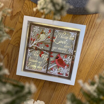 Cardinals Outside Window Shadow Box SVG / Memorial Shadow Box/ Cardinal ...