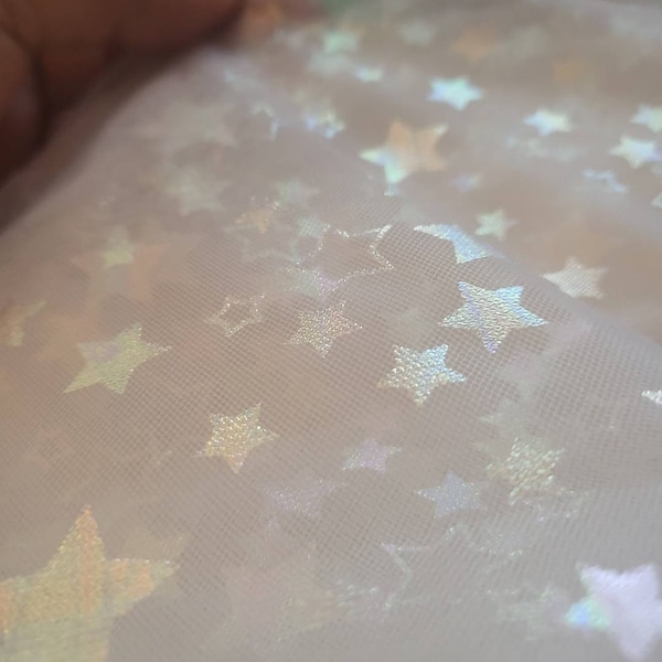 4 Colors Glitter Print Star Lace Fabric Colored Stars Tulle Fabric for ...