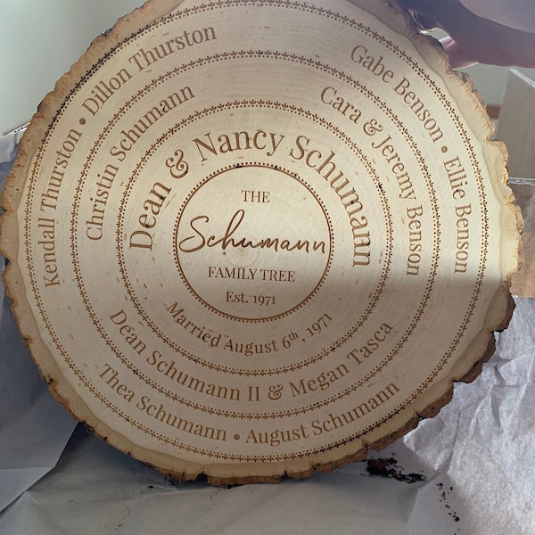 Wooden Family Tree - Rustic Engraved Family Tree Chart - Personalized ...
