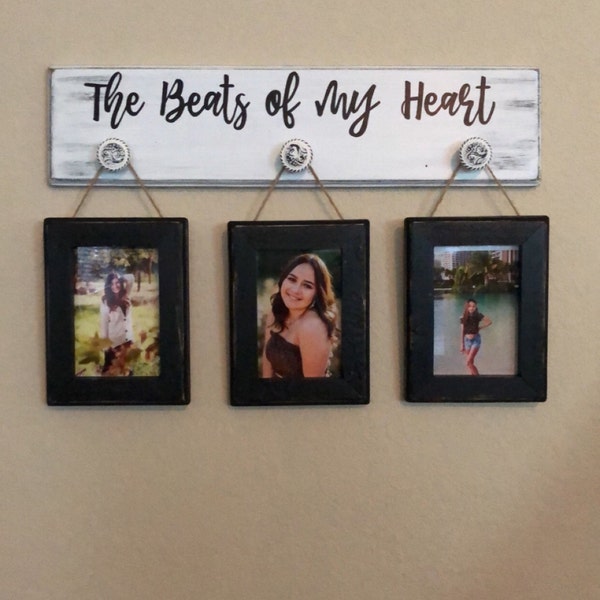 Farmhouse Rustic Picture Hanger With 4x6 Frames, the Beats of My Heart ...