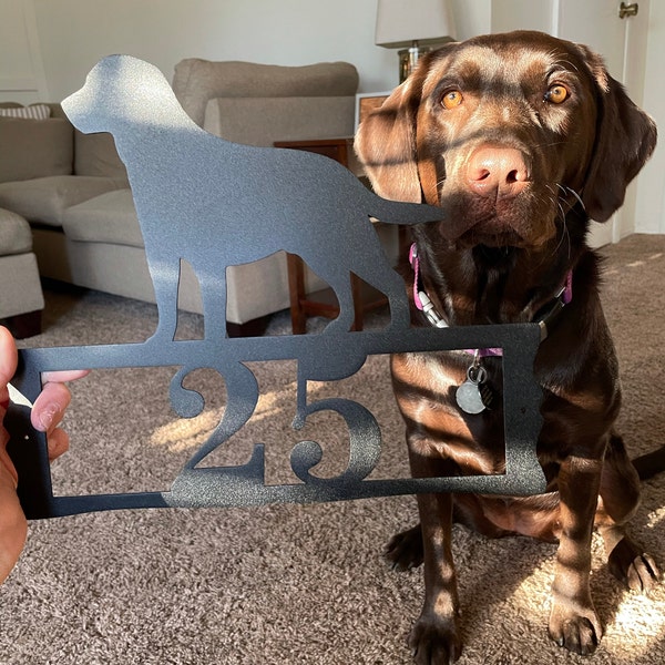 Labrador Retriever Metal Address Plaque for House, Address Number ...