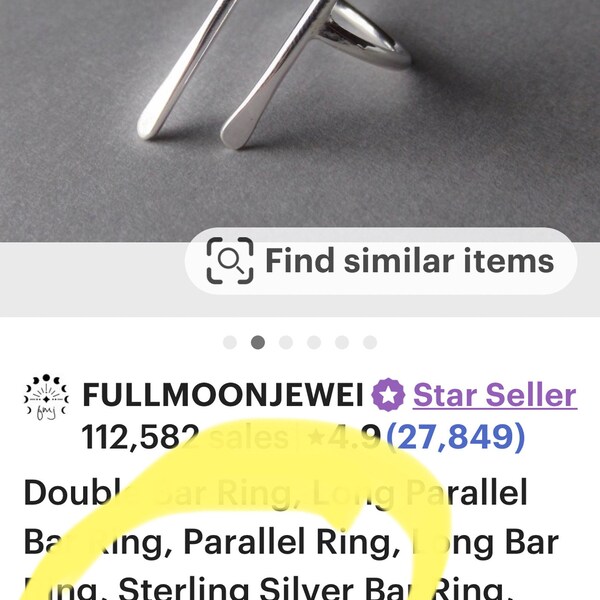 Double Bar Ring, Long Parallel Bar Ring, Parallel Ring, Long Bar Ring, Sterling Silver Bar Ring ...