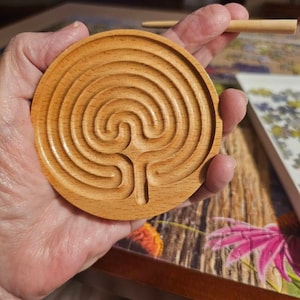 Handcrafted Solid Wood Handheld Meditative Cretan Labyrinth, With Stylus, 3 1/2 Inch Dia - Etsy