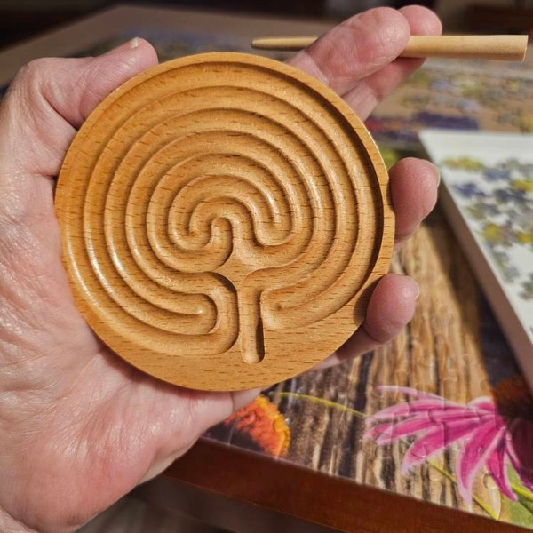 Handcrafted Solid Wood Handheld Meditative Cretan Labyrinth, With ...
