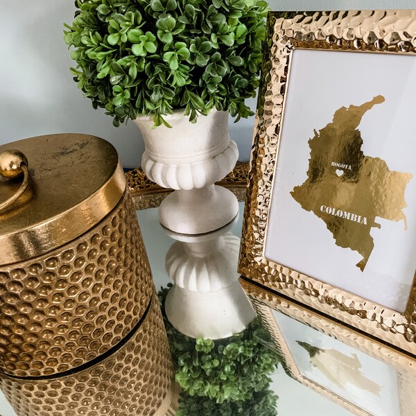 Colombia Map Gold Foil Print, Gold Print, Map Custom Print in Gold ...