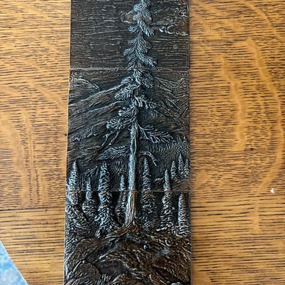 Pine Tree Triple Tile Left Mosaic 8x16 Hand Cast Metal in Montana. You ...