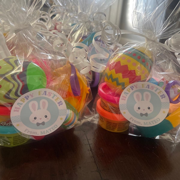 Personalized Easter Bunny Stickers, Pastel Easter Labels for Treat Bags ...