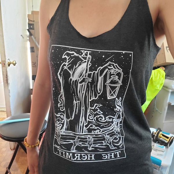 The Hermit Tarot Card Tank Top Women Grim Reaper Halloween Tank Top ...