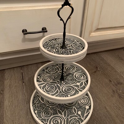 Floral Three Tiered Display Stand SVG Digital Download for Glowforge ...