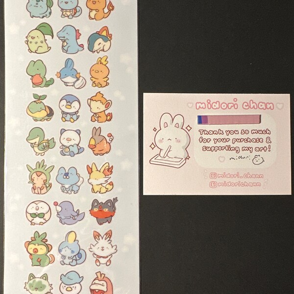 Pastel Tiny Derpy Poké Gen 1-9 Starters Sticker Sheet 27 Stickers - Etsy