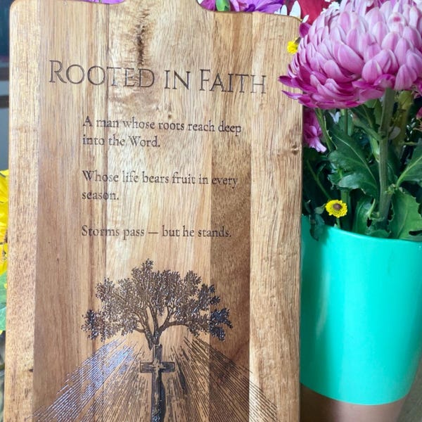 Rooted in Faith PNG SVG, Charcuterie, Cutting Board Laser Engrave ...