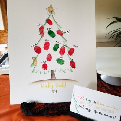 PRINTABLE Christmas Fingerprint Tree Holiday Party Ideas - Etsy