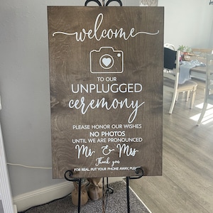 Unplugged Wedding Sign Unplugged Ceremony Sign Vertical Wooden Wedding ...