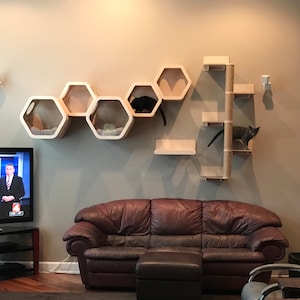 Wood Cat House Wall Cat Furniture Cat Play House Tower for - Etsy