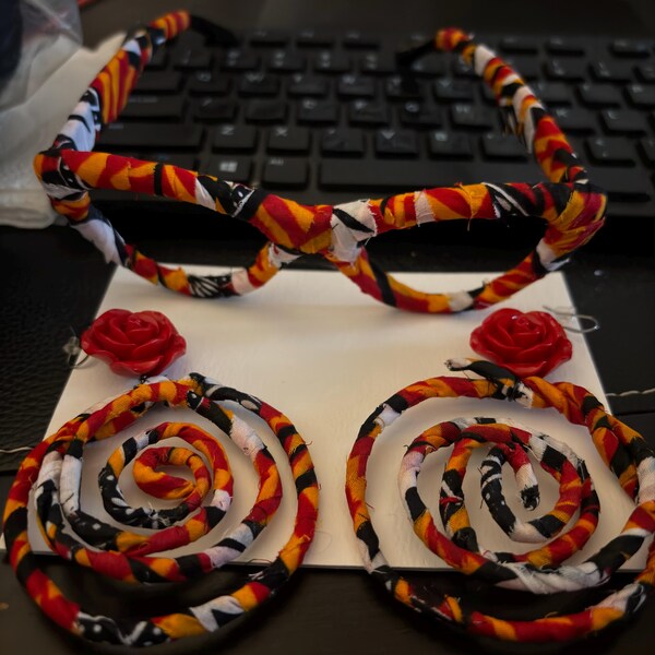 Ankara Black and White African Fabric Hoop Earrings or Lensless Frames ...