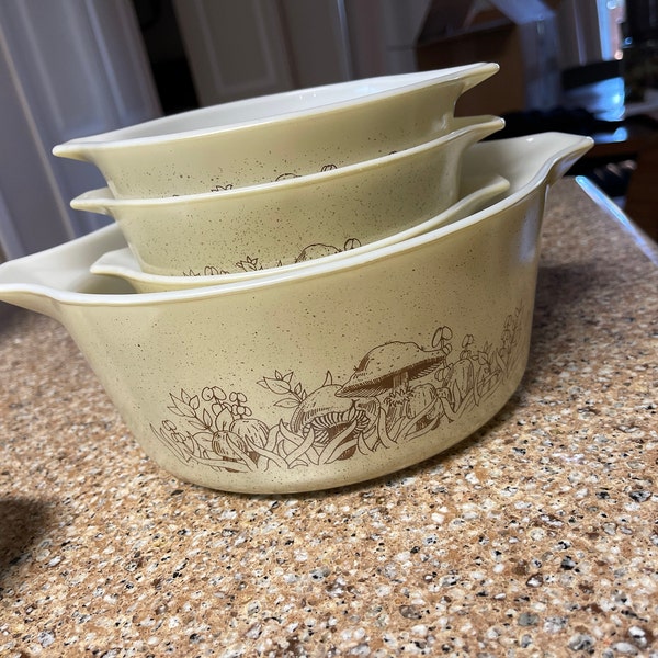 Pyrex Corning Clear Glass Bowls With Blue Ribbons and Flowers Pattern ...