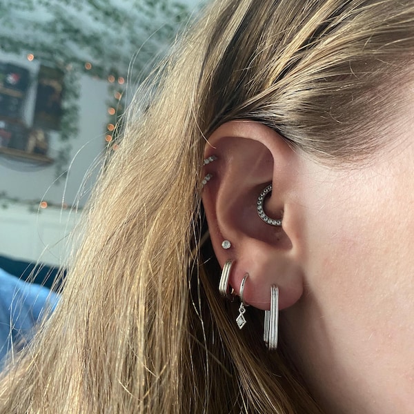 Dangling Hoop Earrings by Caitlyn Minimalist Dainty Diamond Charm ...