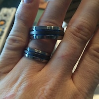 Titanium Wedding Band Set Thin Blue Line Rings His and - Etsy Canada