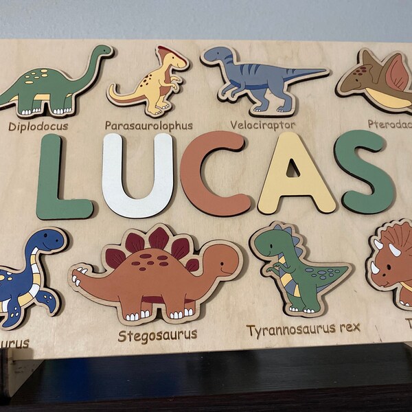Dinosaur Name Puzzle | Dinosaur First Birthday Gift | Dinosaur Nursery ...
