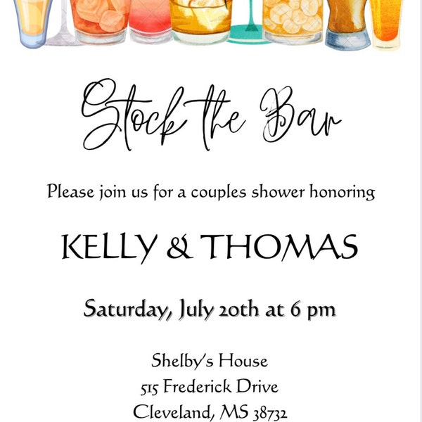 Let's Stock Their Bar Invitation, Stock the Bar Party Invite, Couples ...
