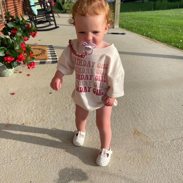 Personalized Birthday Girl Short - Sleeve Romper, First Birthday Outfit ...