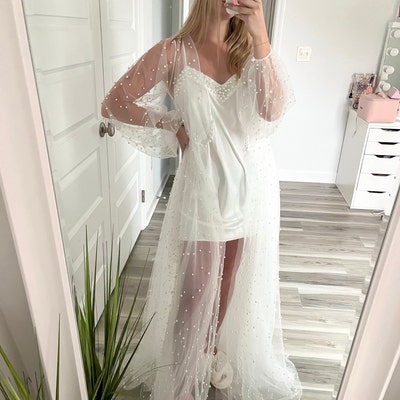 Sheer Bridal Robe, Transparent Wedding Robe, Gown for Bride, Maxi ...