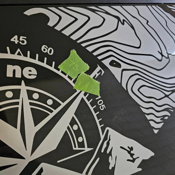 2x Compass Topographic Map Edition Bedside Side Vinyl Stickers Decal ...