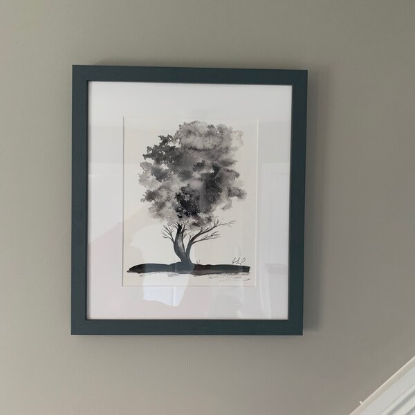 Black and White Abstract Tree Poster Print, Watercolour Fine Art Print ...