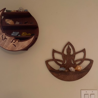 Floating Lotus Buddha Wood Shelf crystal Shelf Accent Shelf Plant Shelf ...
