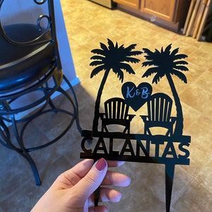 Custom Palm Trees Last Name Cake Topper Wedding,tropical Wedding Topper ...