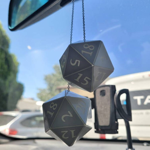 D20 Car Dice [2" Glow in the Dark and White Holographic - "moonbeam ...